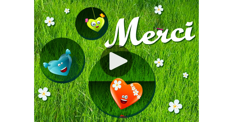 Ma carte - Merci avec trois coeurs rigolos